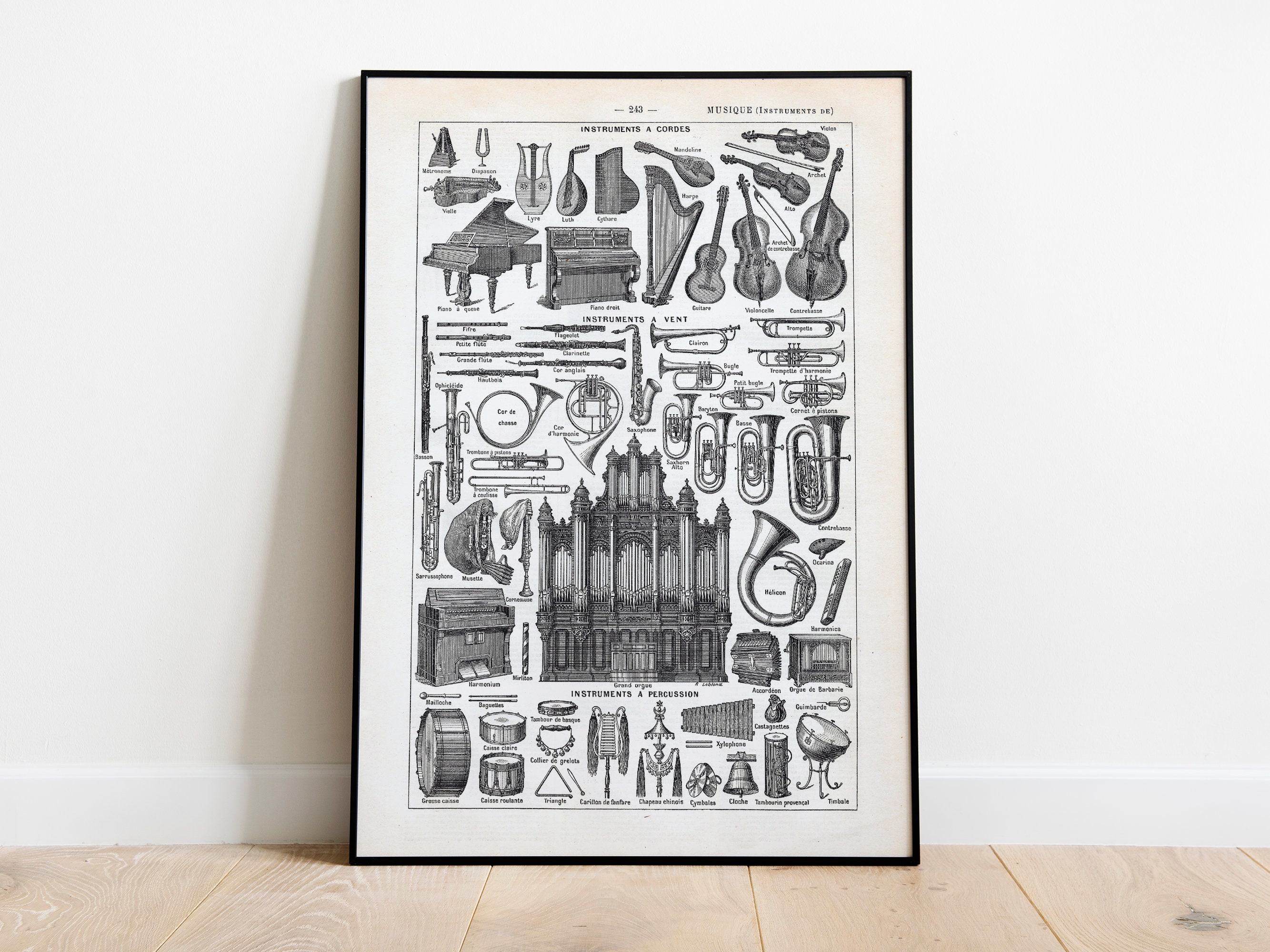 PRINTABLE Music Instruments Antique Lithograph French Larousse Digital ...