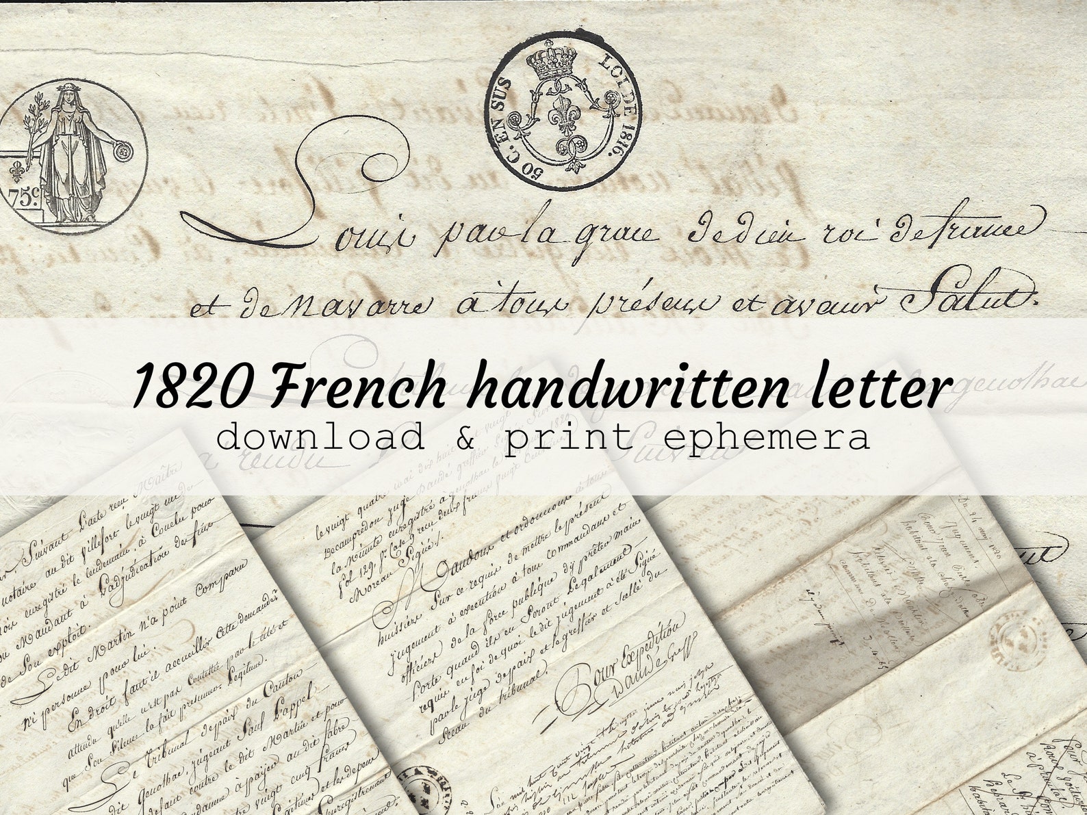 PRINTABLE Ephemera Antique French Letter From 1820 Handwriting Junk ...