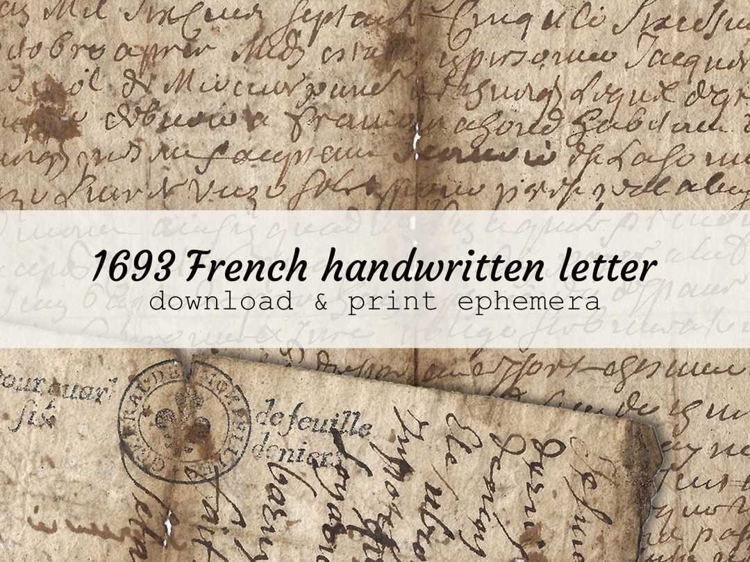 PRINTABLE Ephemera Antique French Letter From 17th Century Handwriting ...