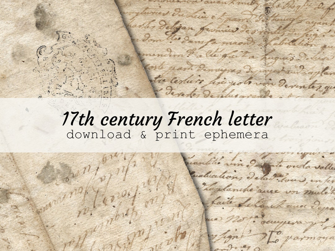 PRINTABLE Ephemera Antique French Letter From 17th Century Handwriting ...