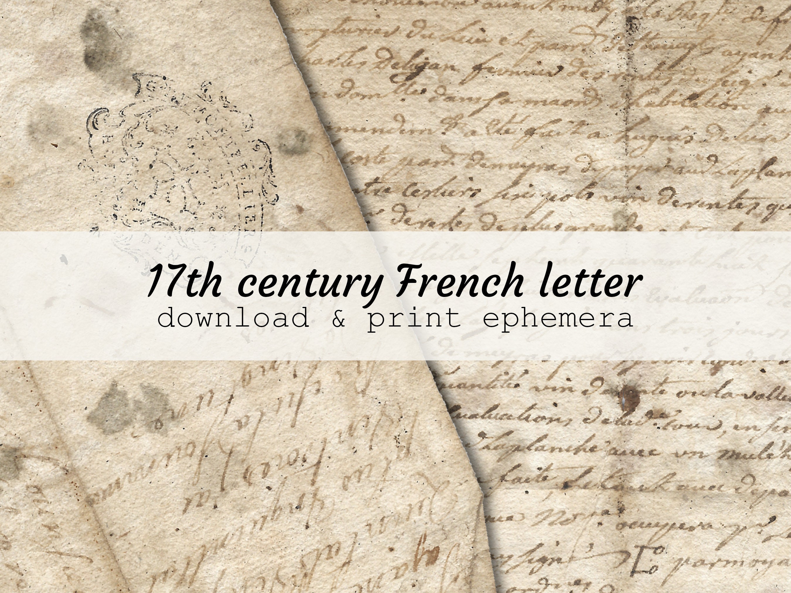 PRINTABLE Ephemera Antique French Letter From 17th Century Handwriting ...