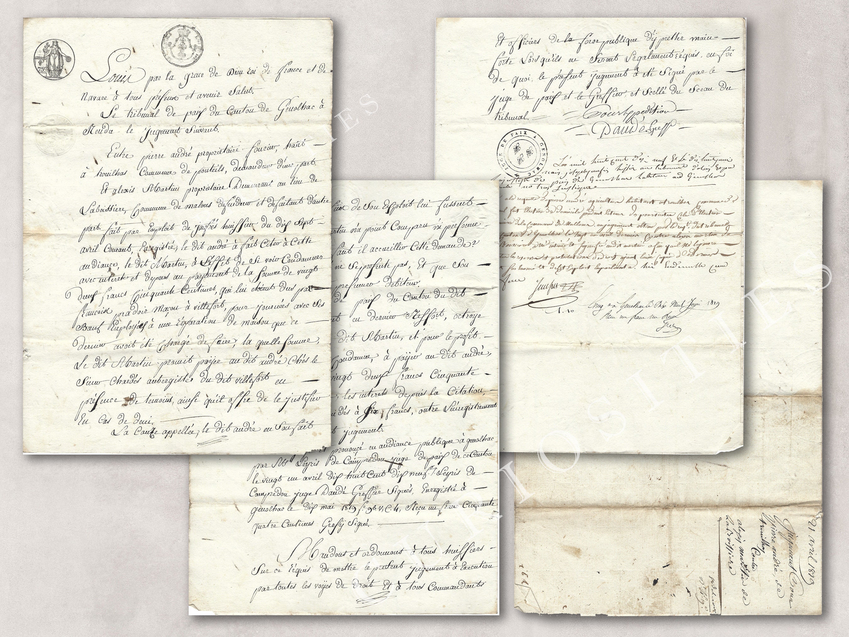 PRINTABLE Ephemera Antique French Letter From 1829 Handwriting Junk ...