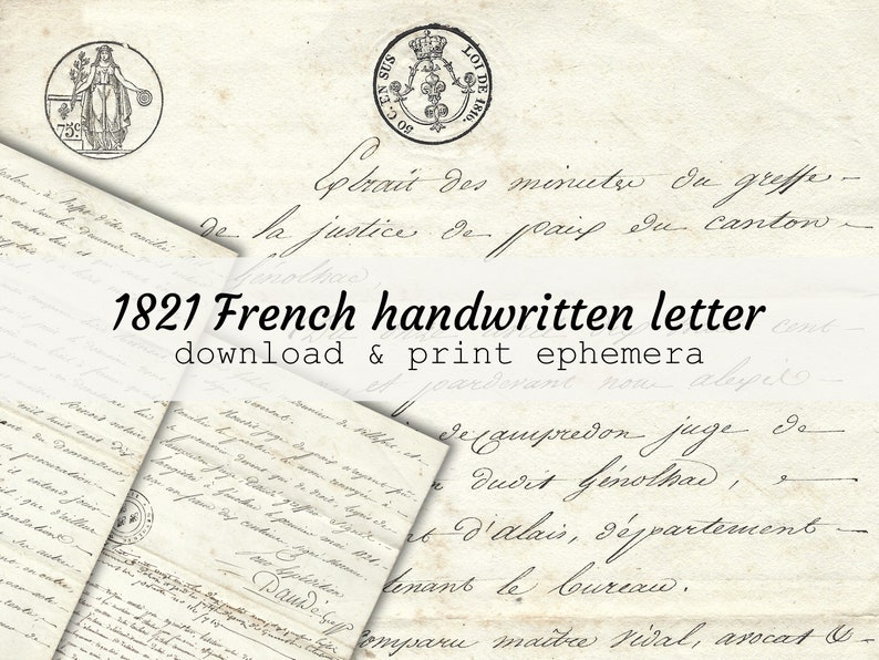 PRINTABLE Ephemera Antique French Letter From 1821 Handwriting Junk ...