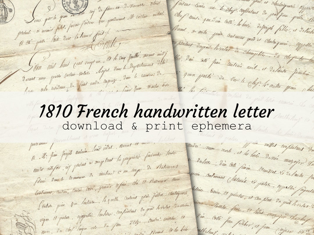 PRINTABLE Ephemera Antique French Letter From 1810 Handwriting Junk ...