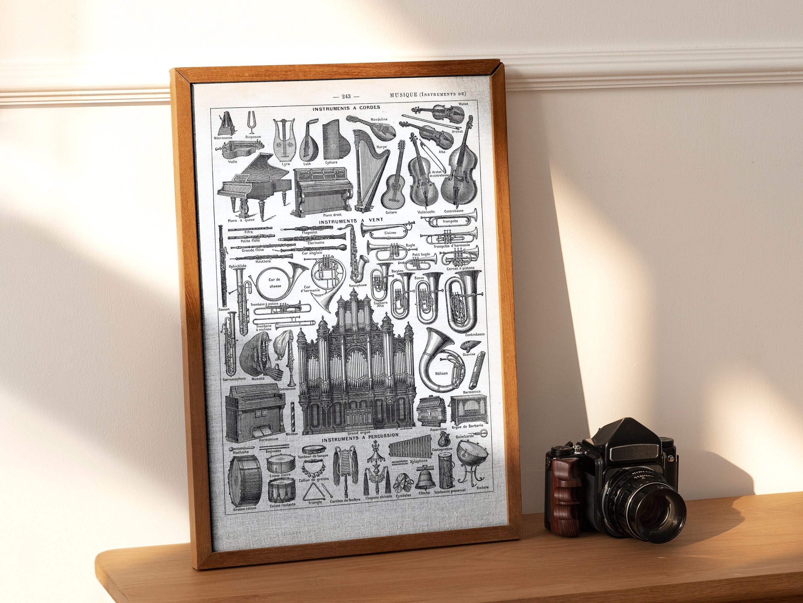 PRINTABLE Music Instruments Antique Lithograph French Larousse Digital ...