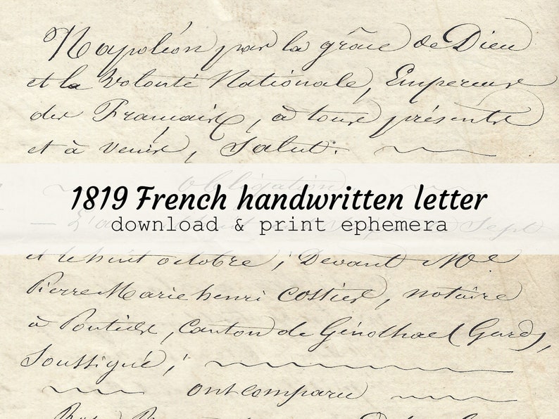 PRINTABLE Ephemera Antique French Letter From 1819 Handwriting Junk ...