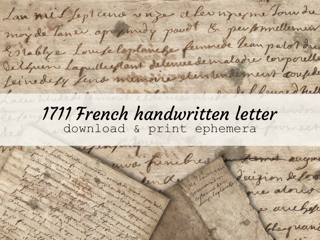 PRINTABLE Ephemera Antique French Letter From 1711 Handwriting Junk ...