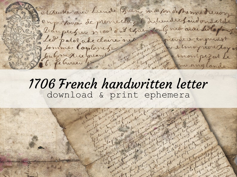 PRINTABLE Ephemera Antique French Letter From 1706 18th Century ...