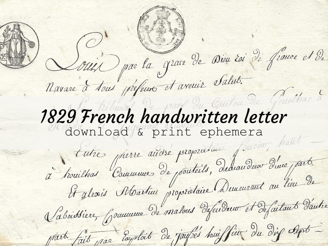 PRINTABLE Ephemera Antique French Letter From 1829 Handwriting Junk ...