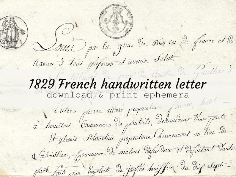 PRINTABLE Ephemera Antique French Letter From 1829 Handwriting Junk ...