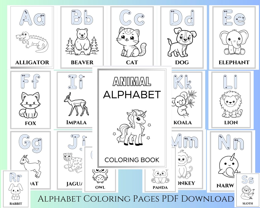 Alphabet Animal Coloring Book for Kids – Easy & Fun ABC Coloring Pages ...
