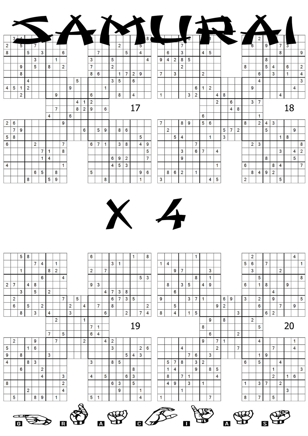 Sudoku,pack1da X1000 SAMURAI Games in 10 PDF, 4x Page, Puzzle Puzzle ...