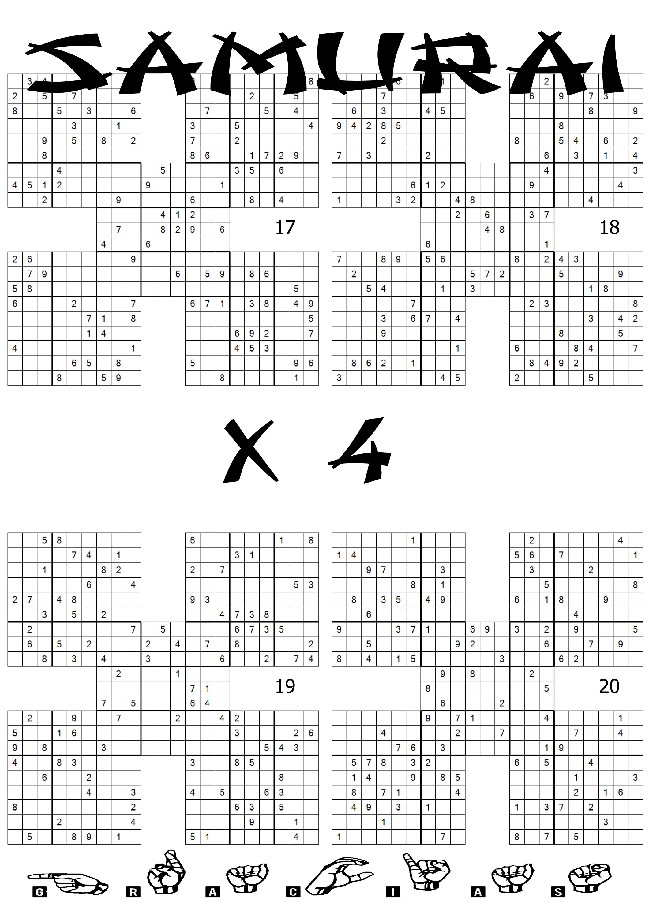 Sudoku,pack1db X1000 SAMURAI Games in 10 PDF, 4x Page, Puzzle Puzzle ...