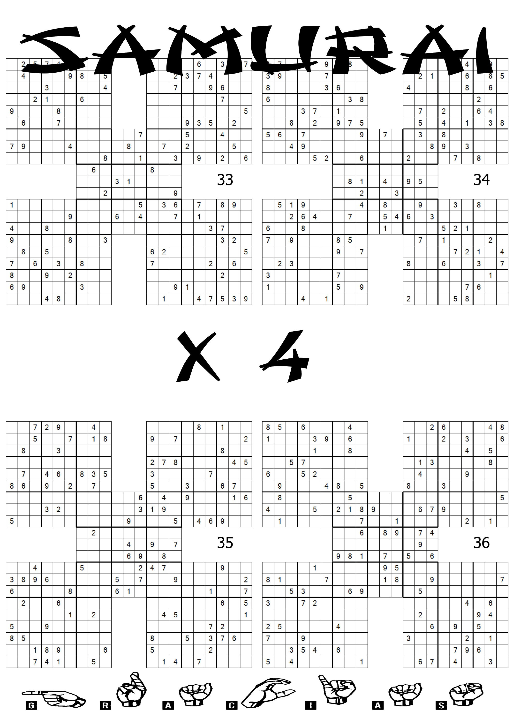 SUDOKU, Pack1ca X1000 SAMURAI Games in 10 PDF, 4x Page, Puzzle Puzzle ...