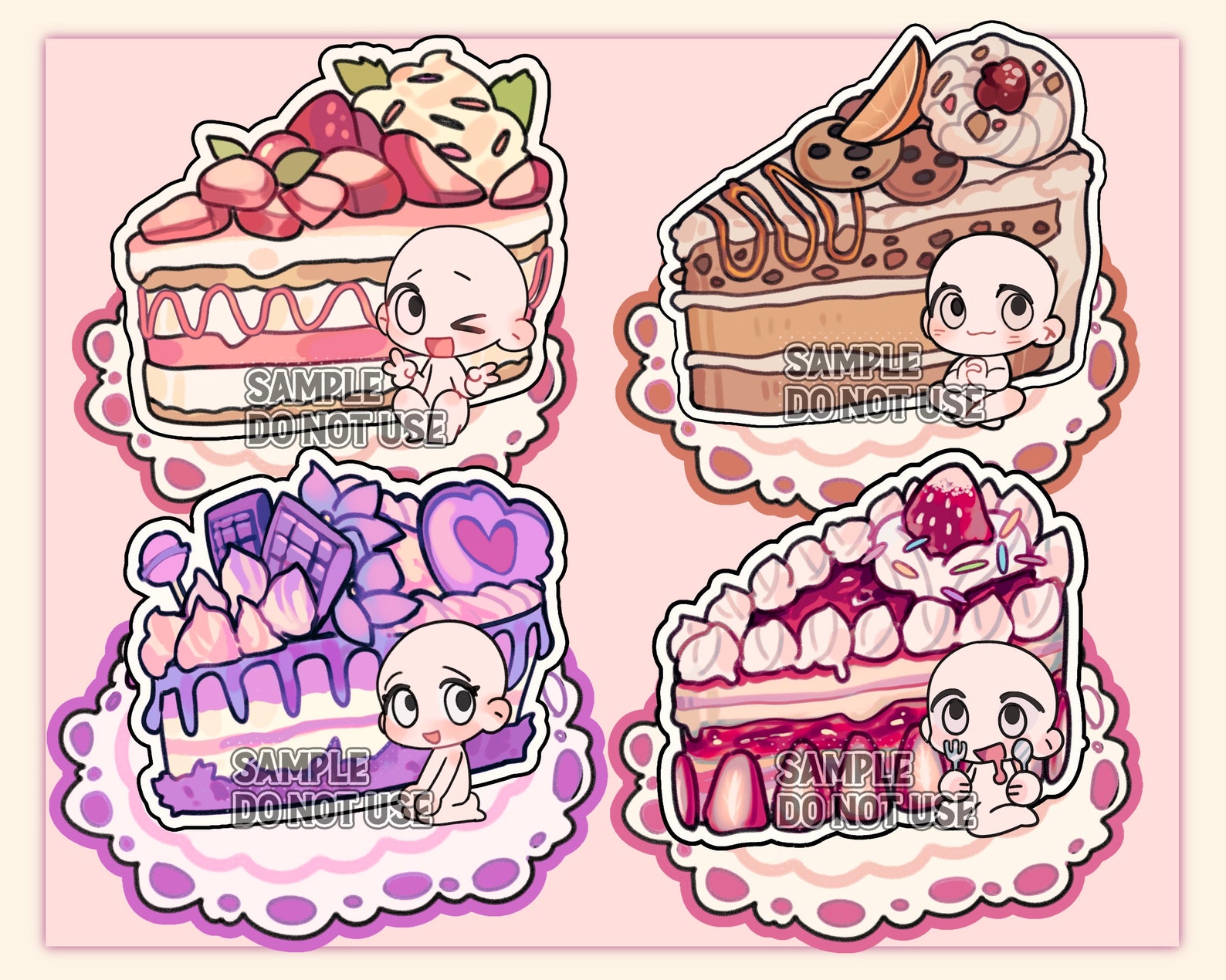 4 Cute Chibi Cake Bases! | PERSONAL LISCENSE - Etsy