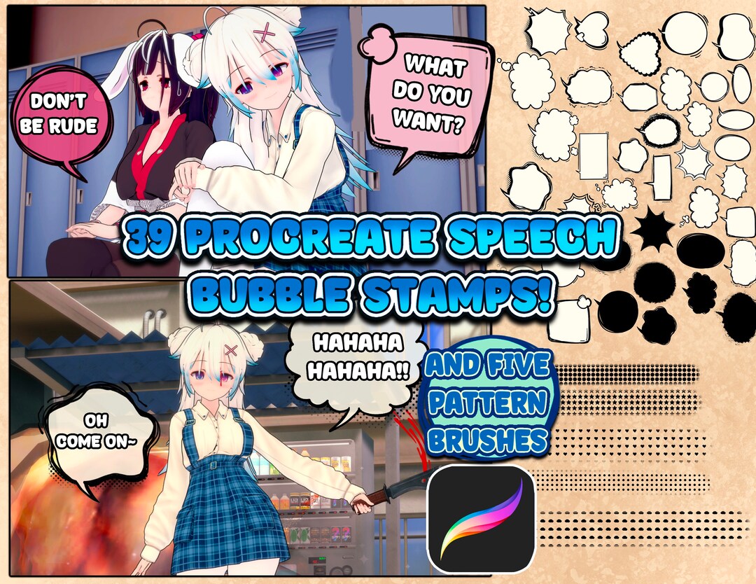 Hand-drawn Speech Bubble Procreate Brush/stamp for Comic and Manga! - Etsy