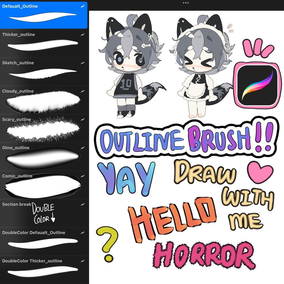 12 Procreate Colored Outline Brushes! Doesn’t Overlap! - Etsy