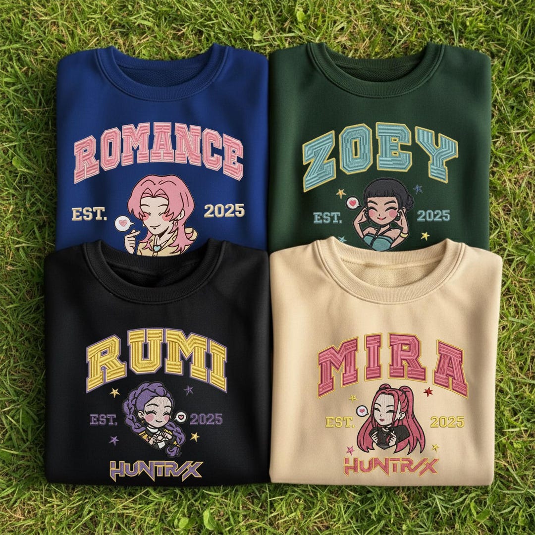 Kpop Hunter Huntrix Character Embroidered Youth Sweatshirt, Fantasy ...
