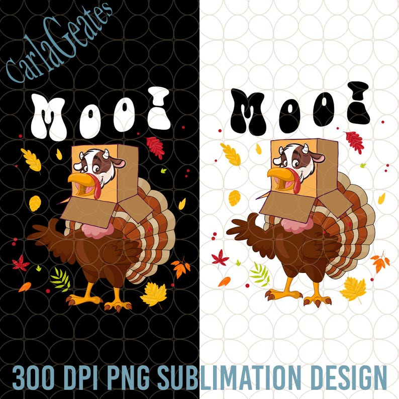 Turkey Moo Cow Thanksgiving Png, Moo Turkey Png, Cow Lover Gift ...