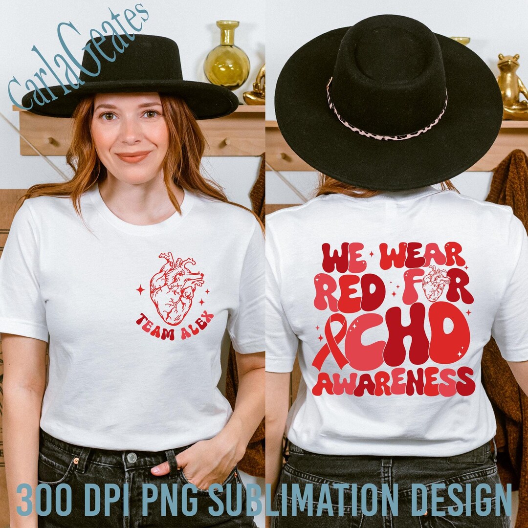 Custom Name Heart Disease Awareness Png, We Wear Red for CHD Awareness ...
