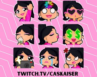 10 Blonde Blue-eyed Streamer Girl Emotes pink Shirt Ver. - Etsy