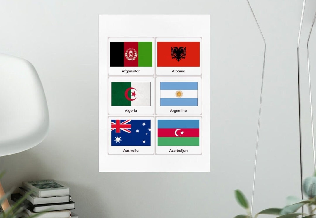 World Country Flags Flash Cards Instant Download Educational Learning ...