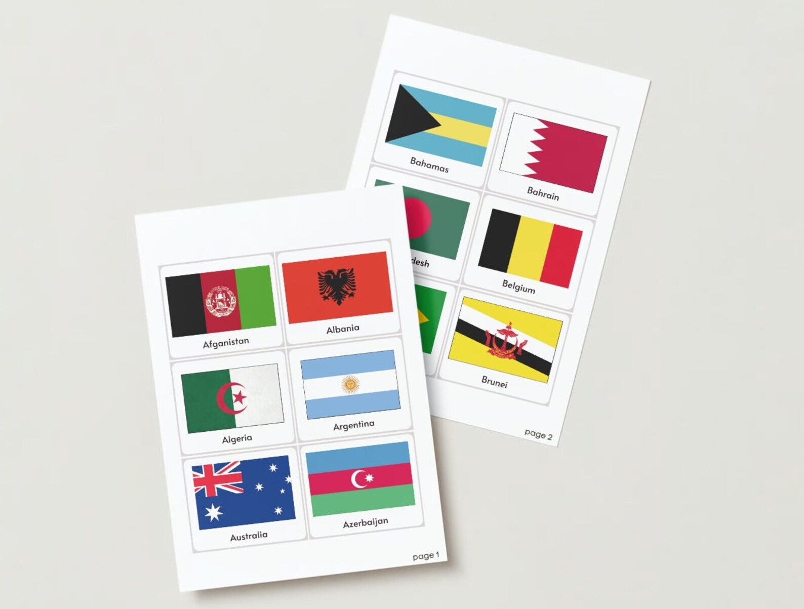 World Country Flags Flash Cards Instant Download Educational Learning ...