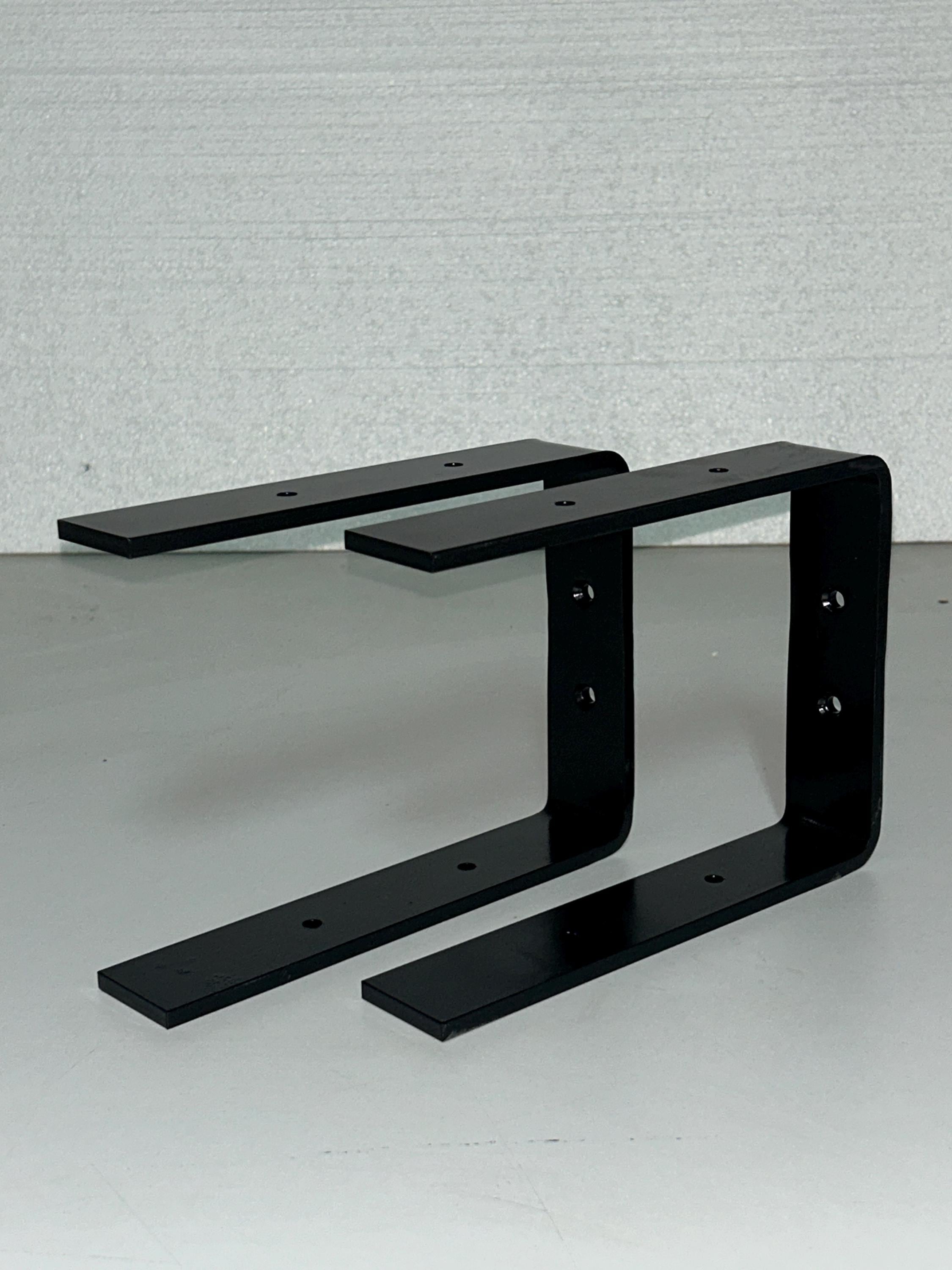 Heavy-duty Black Iron Shelf Bracket Pair, Wall Mounted U-shaped Shelf ...