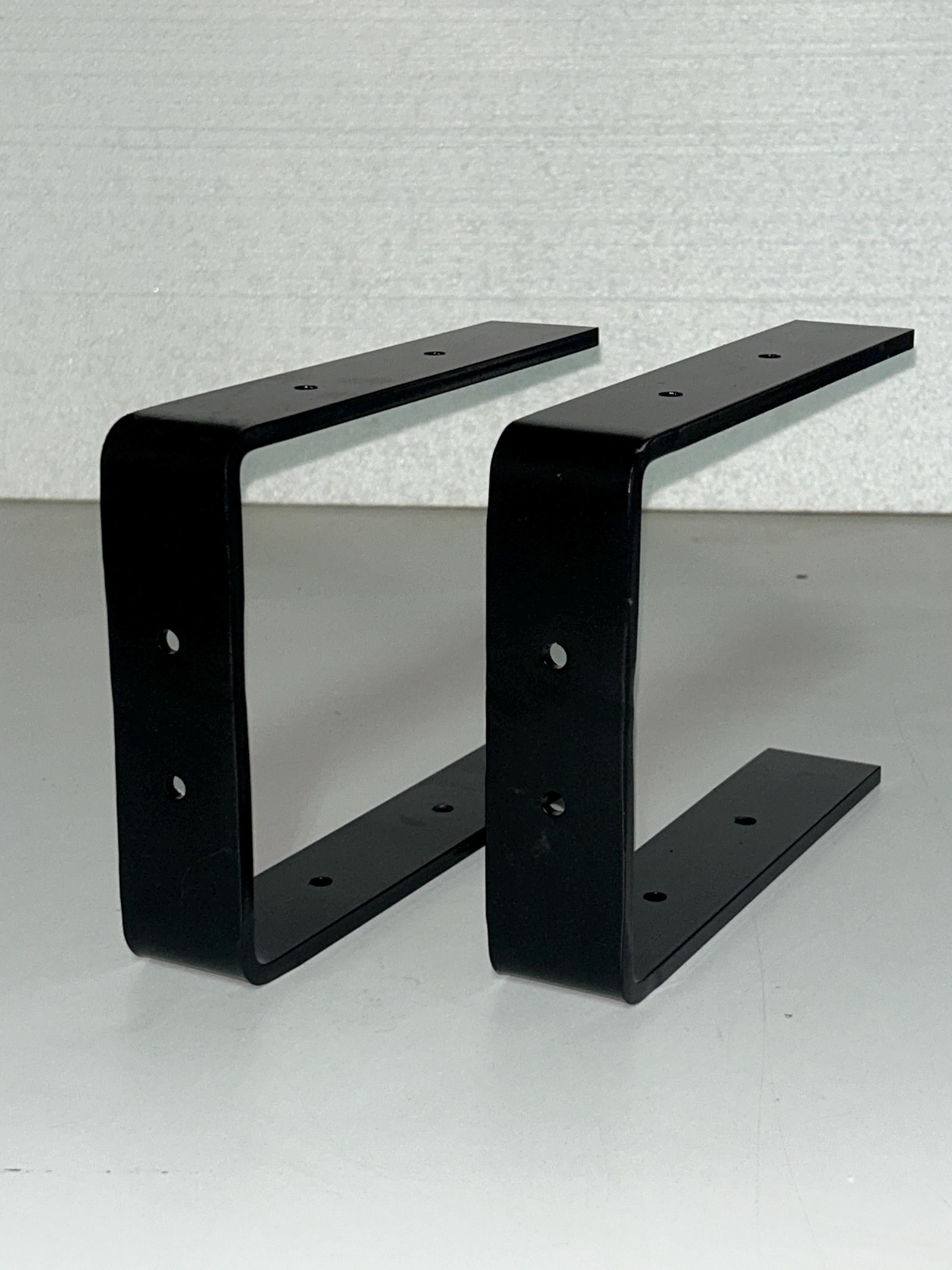 Heavy-duty Black Iron Shelf Bracket Pair, Wall Mounted U-shaped Shelf ...