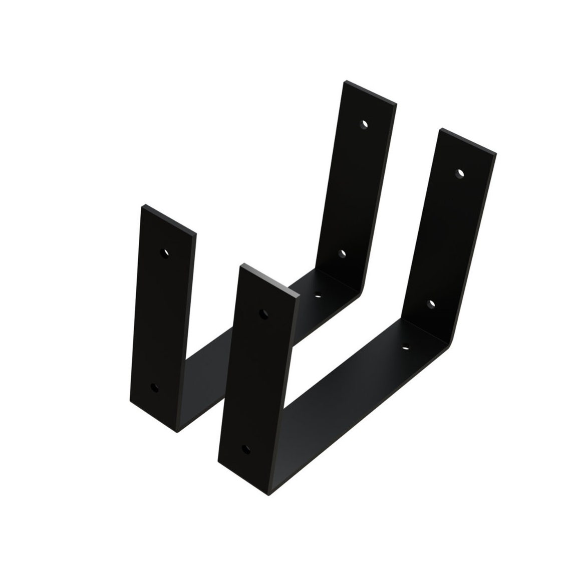 Heavy-duty Black Iron Shelf Bracket Pair, Wall Mounted U-shaped Shelf ...