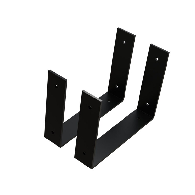 Heavy-duty Black Iron Shelf Bracket Pair, Wall Mounted U-shaped Shelf ...