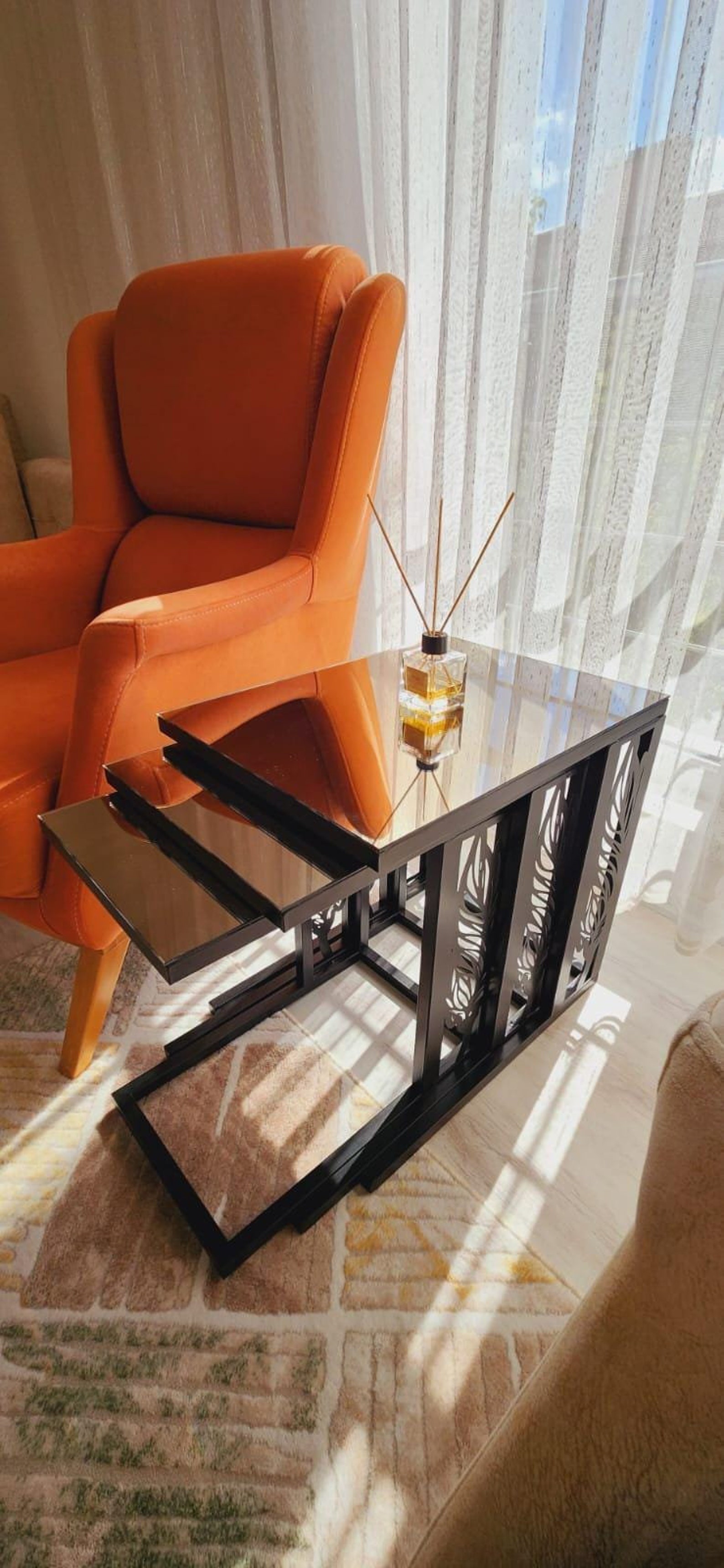 Metal Luxury Set of 3 Coffee Side Table, Practical Space-saving Nesting ...