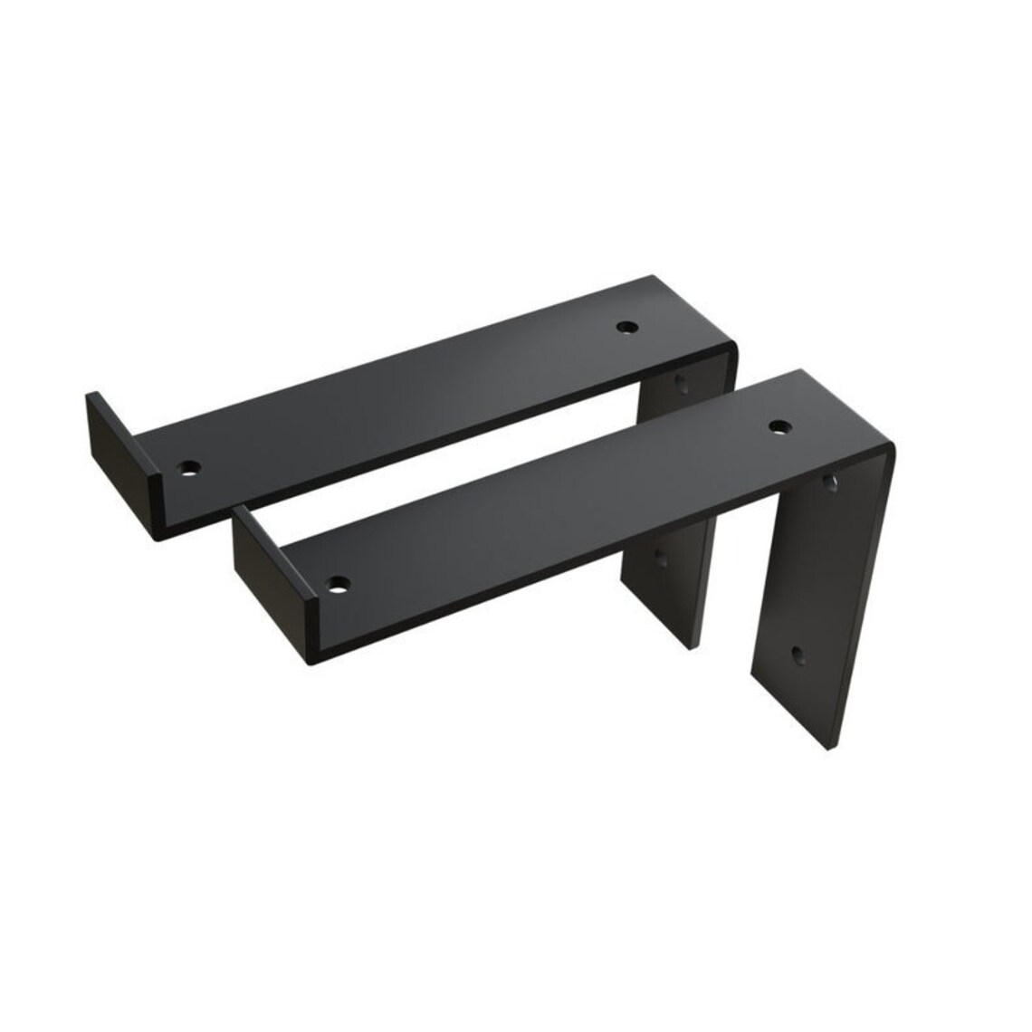 Heavy-duty Black Iron Shelf Bracket Pair With Lip, Wall Mounted L ...