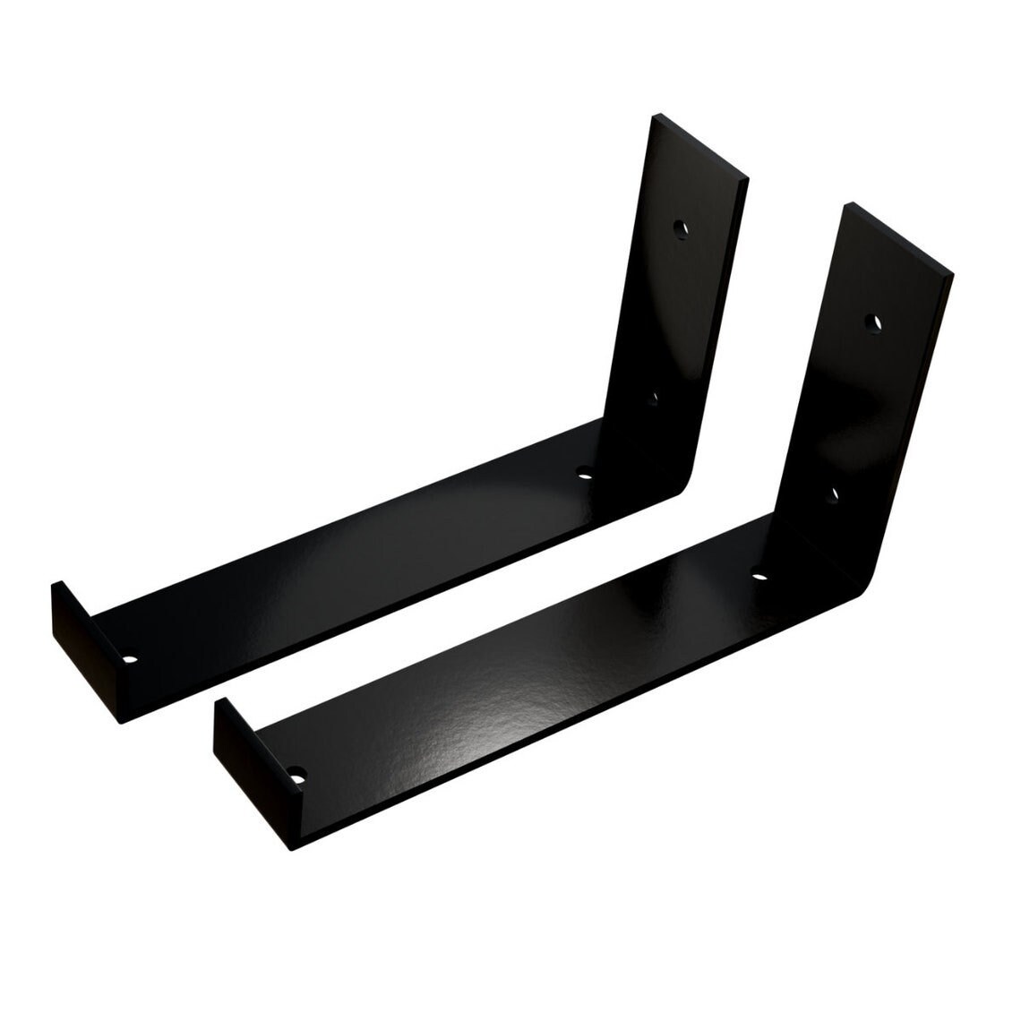 Heavy-duty Black Iron Shelf Bracket Pair With Lip, Wall Mounted L ...