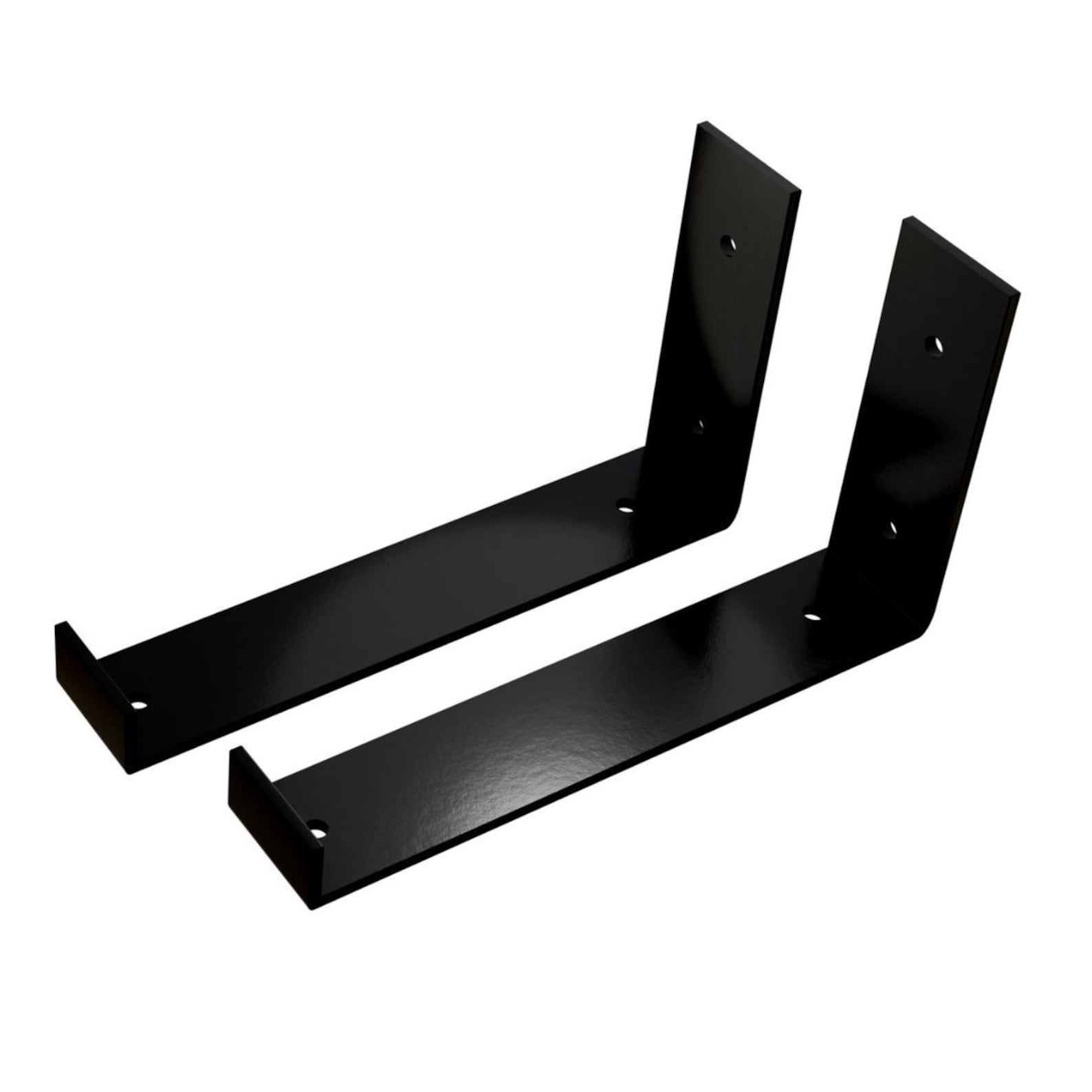 Heavy-duty Black Iron Shelf Bracket Pair With Lip, Wall Mounted L ...