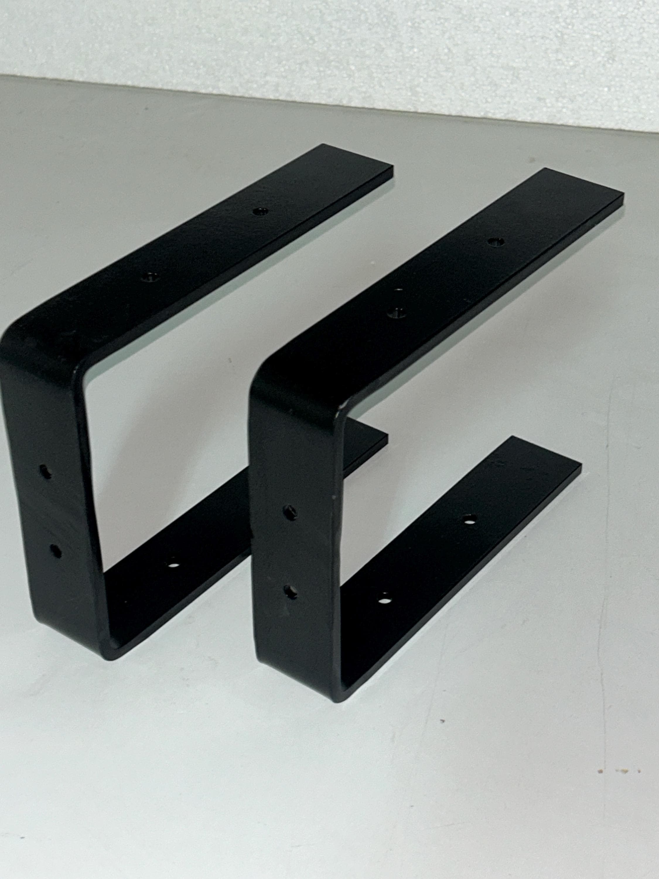 Heavy-duty Black Iron Shelf Bracket Pair, Wall Mounted U-shaped Shelf ...