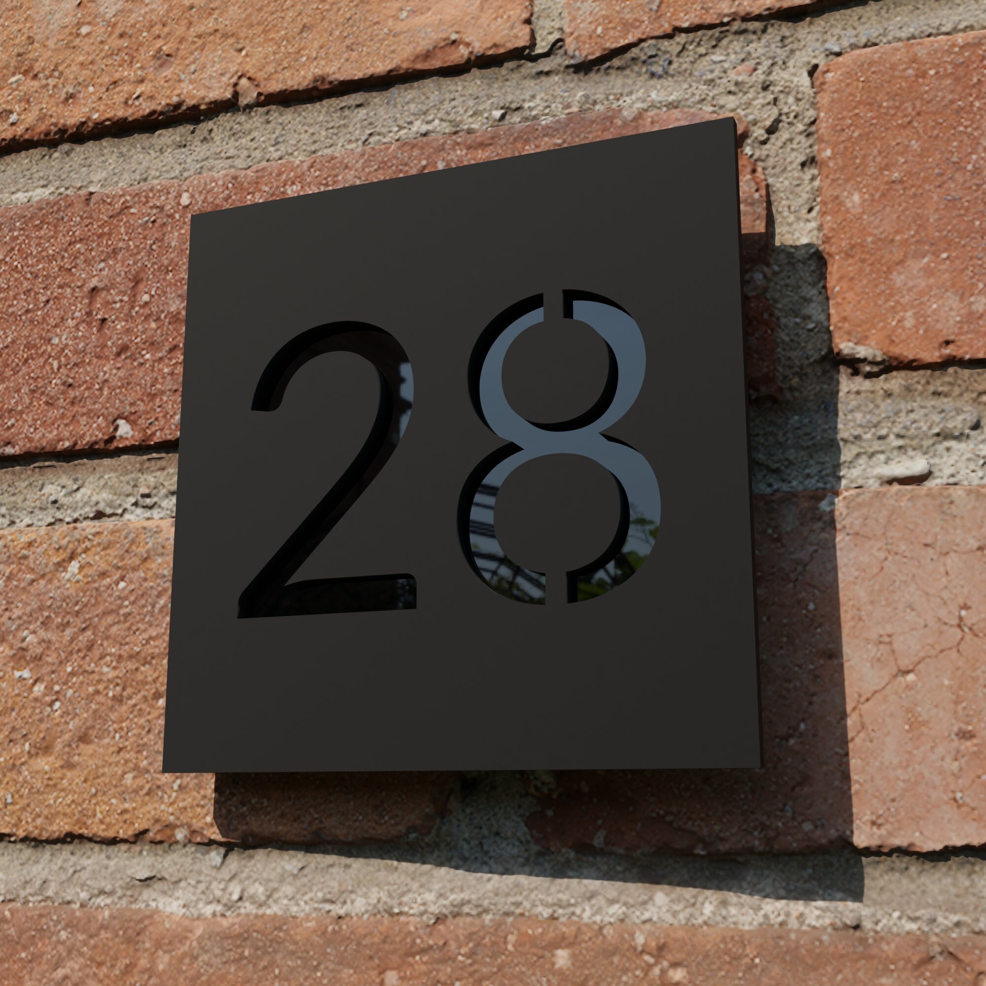 Modern Black House Number Sign, Custom Matt Black Acrylic House Numbers ...