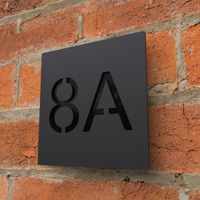 Laser Cut House Signs Numbers Matt Black Acrylic Plaque With Gloss ...