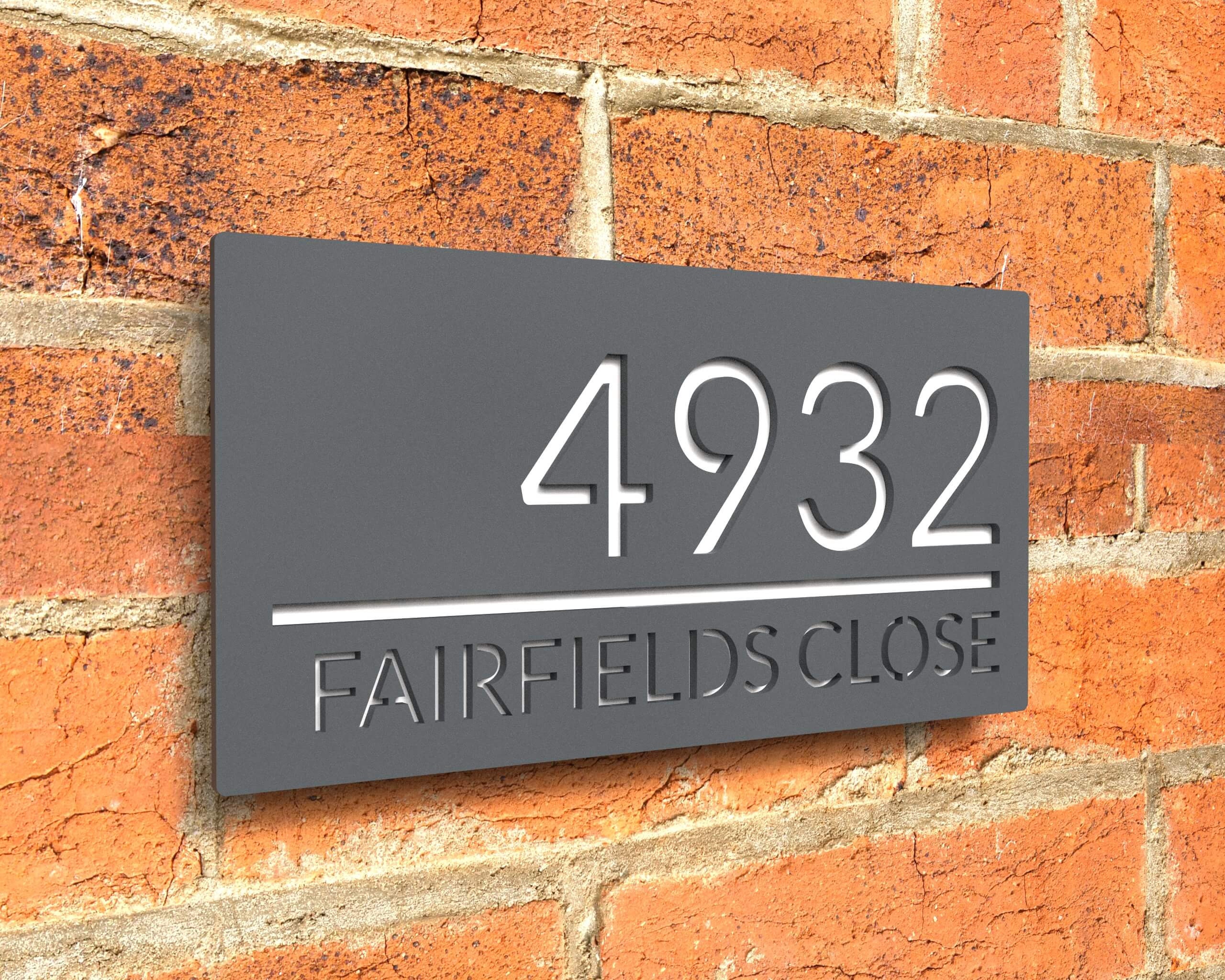 Modern Grey Door Numbers, With Gloss White Backplate Custom Acrylic ...