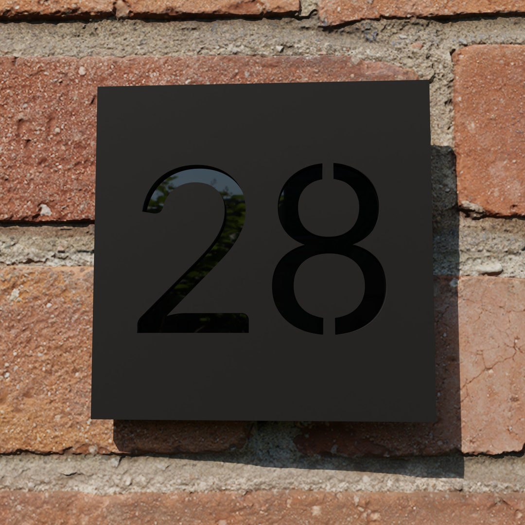 Modern Black House Number Sign, Custom Matt Black Acrylic House Numbers ...
