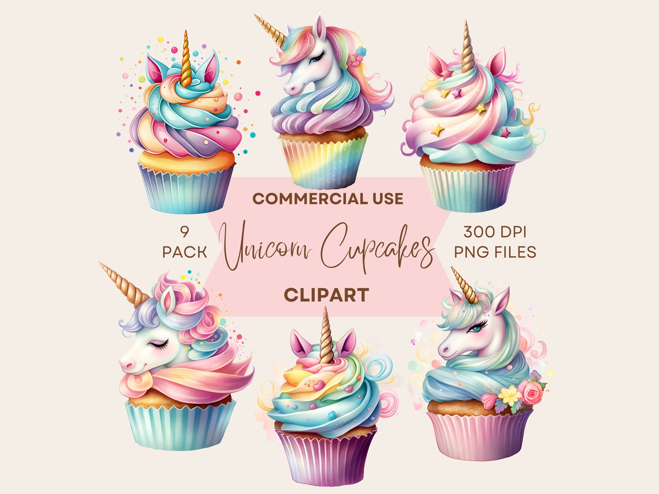 Unicorn Cupcake Clipart, Rainbow Cakes Clip Art, Birthday Cupcakes ...