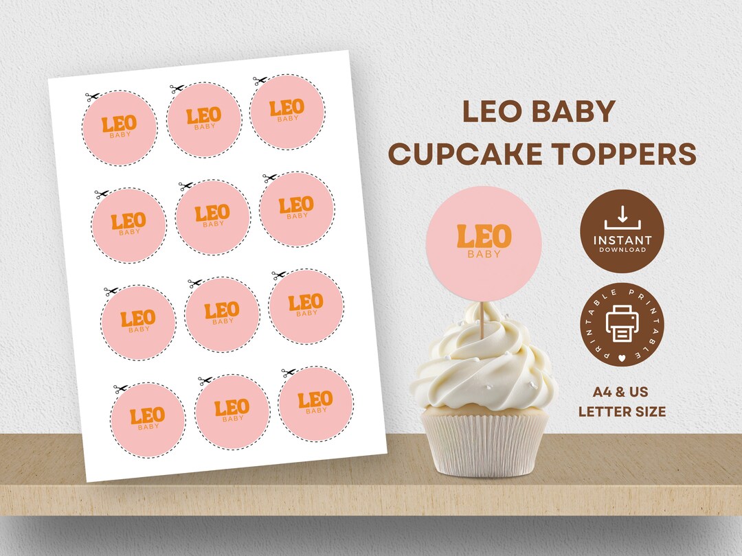 Leo Baby Cupcake Toppers, Horoscope Birthday Party Decor, Star Sign ...
