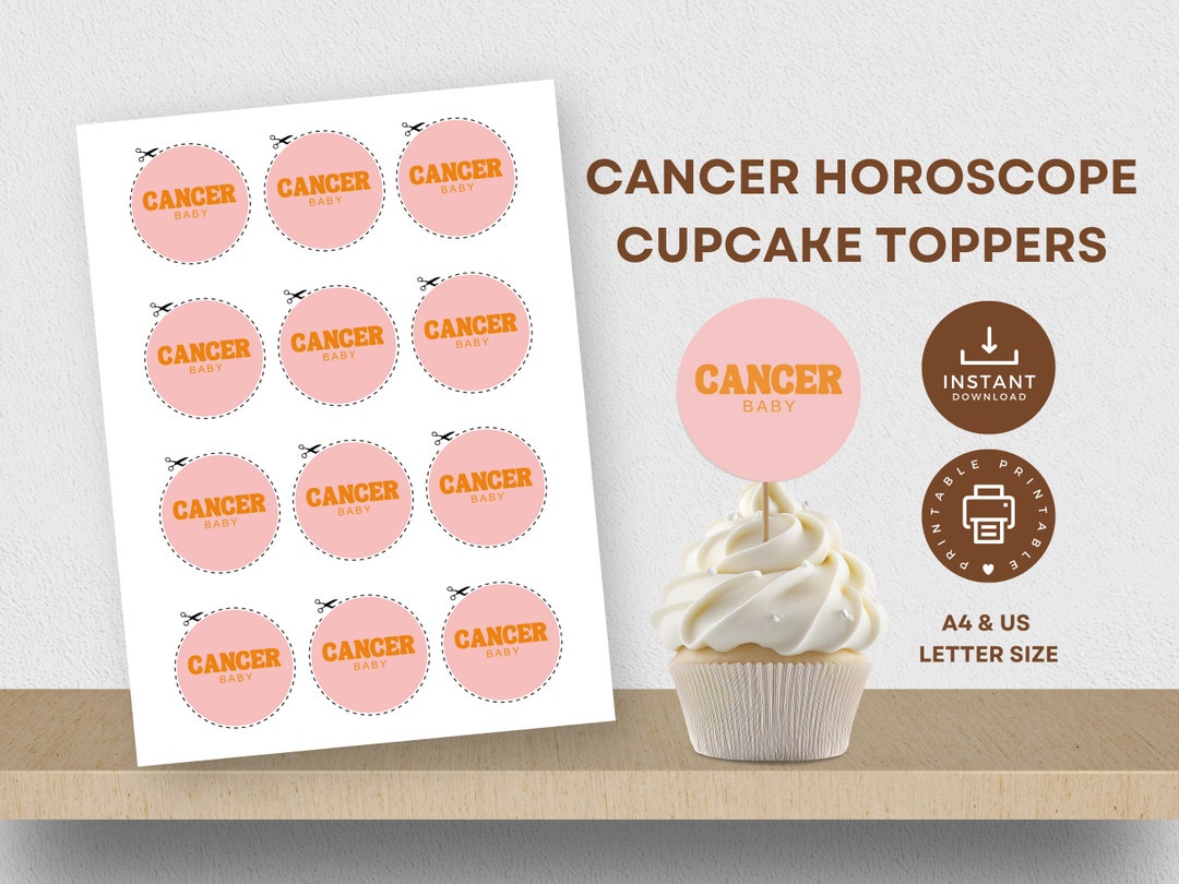 Cancer Baby Cupcake Toppers, Horoscope Birthday Party Decor, Star Sign ...