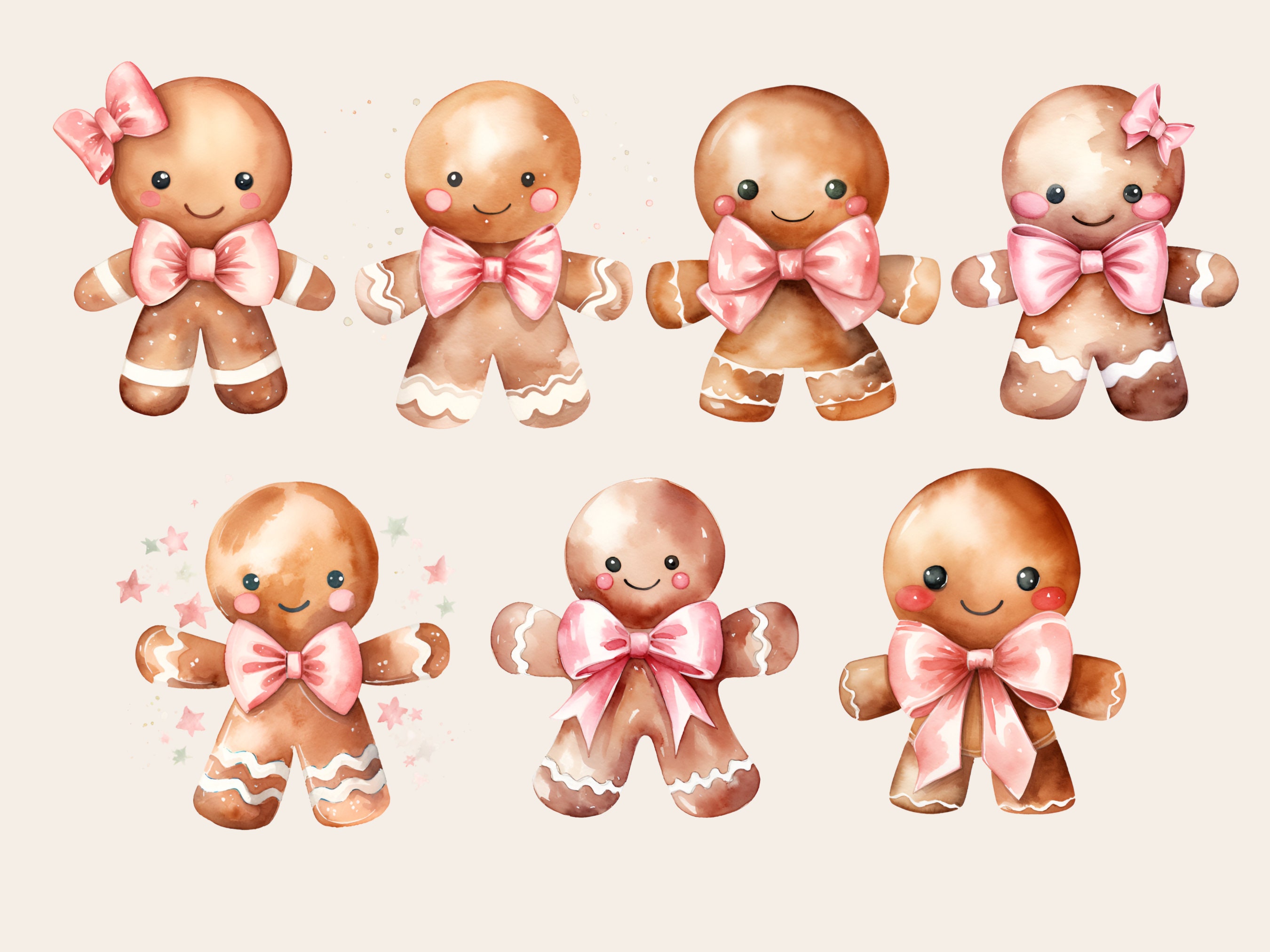 Pink Christmas Gingerbread Clipart, Holiday Treats Clip Art, Festive ...