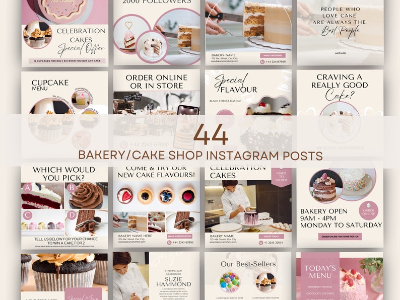 Bakery Instagram Post Templates, Cake Shop Social Media Marketing ...