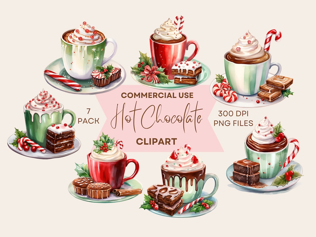 Christmas Hot Chocolate Clipart, Hot Cocoa PNG, Festive Cakes Clip Art ...