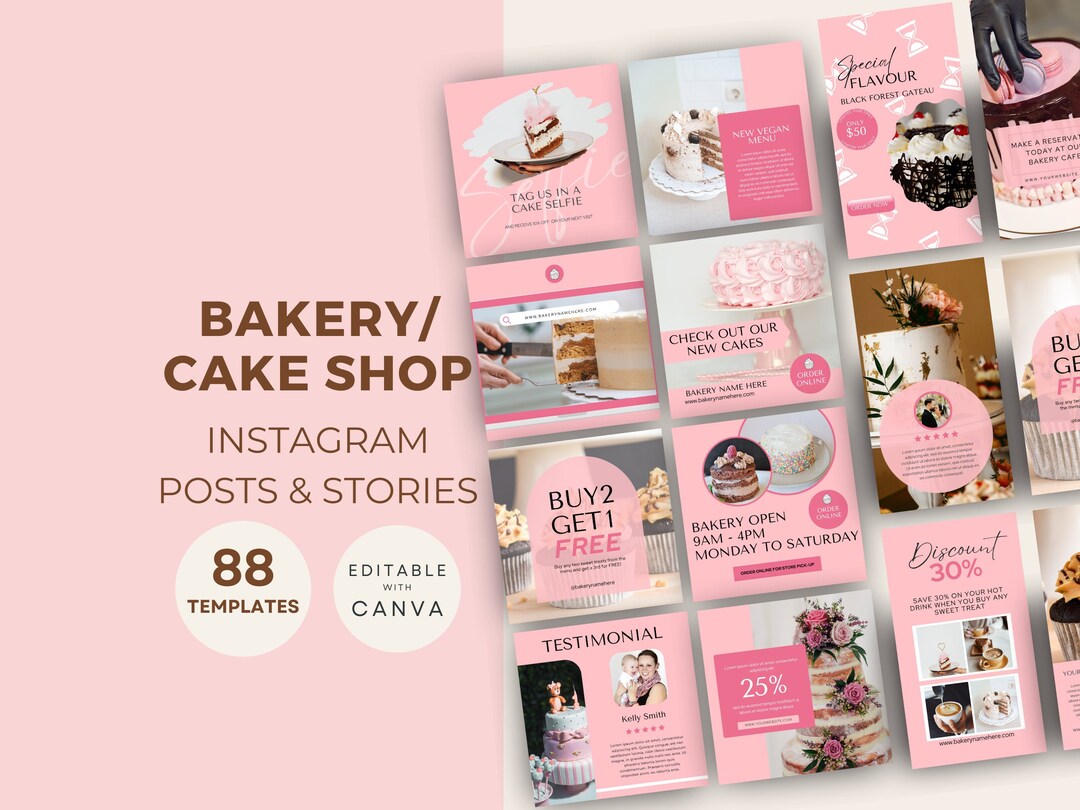 Bakery Instagram Post & Story Templates, Social Media Posts, Cake Shop ...