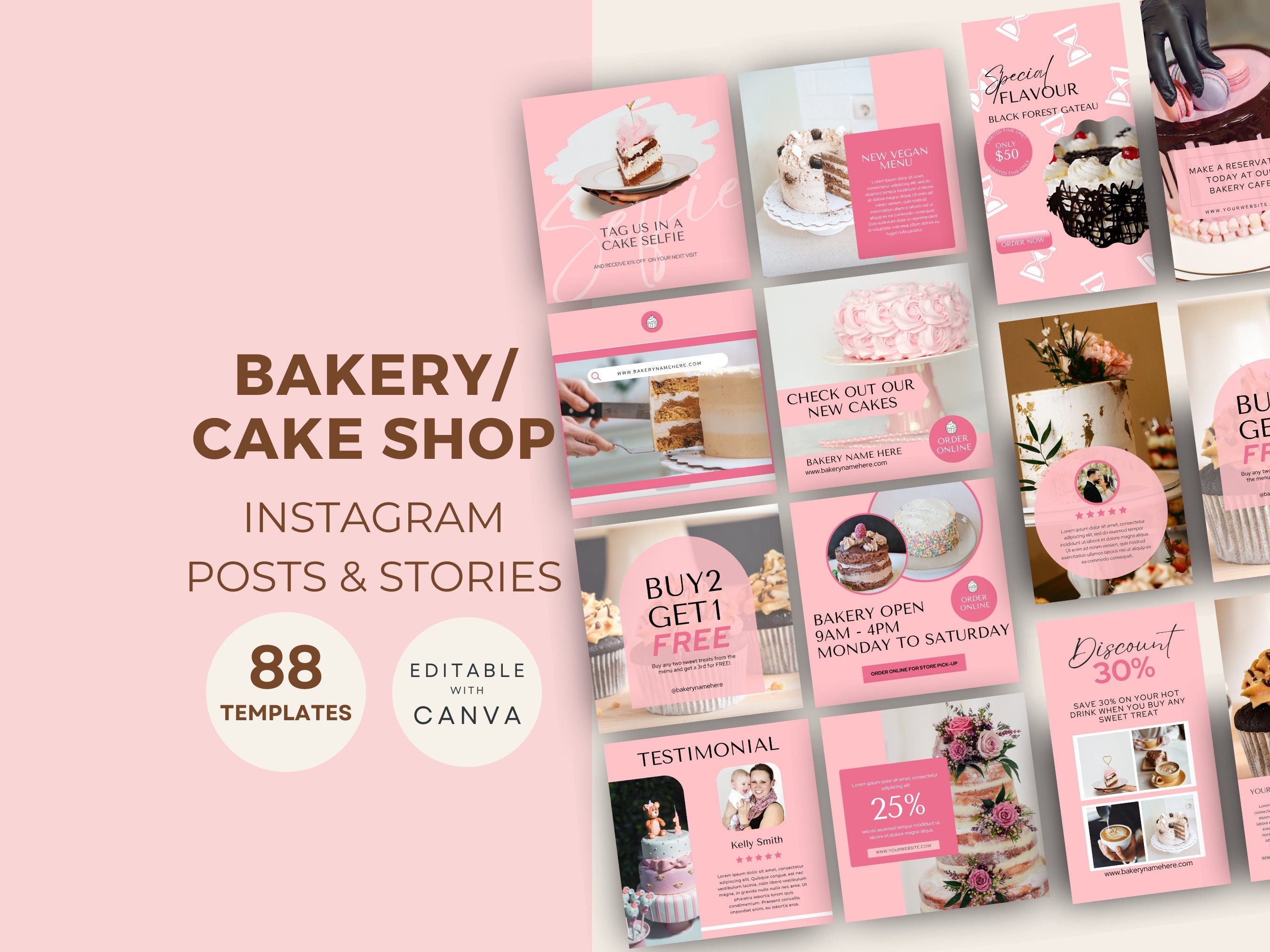 Bakery Instagram Post & Story Templates, Social Media Posts, Cake Shop ...