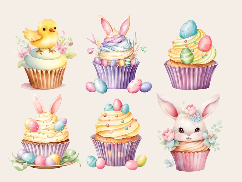 Easter Cupcakes Clipart, Happy Easter Cakes, Easter Bunny Clip Art ...