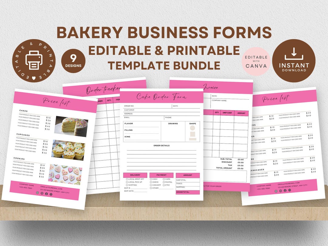 Bakery Order Forms Canva Template, Cake Business Forms, Cake Price ...